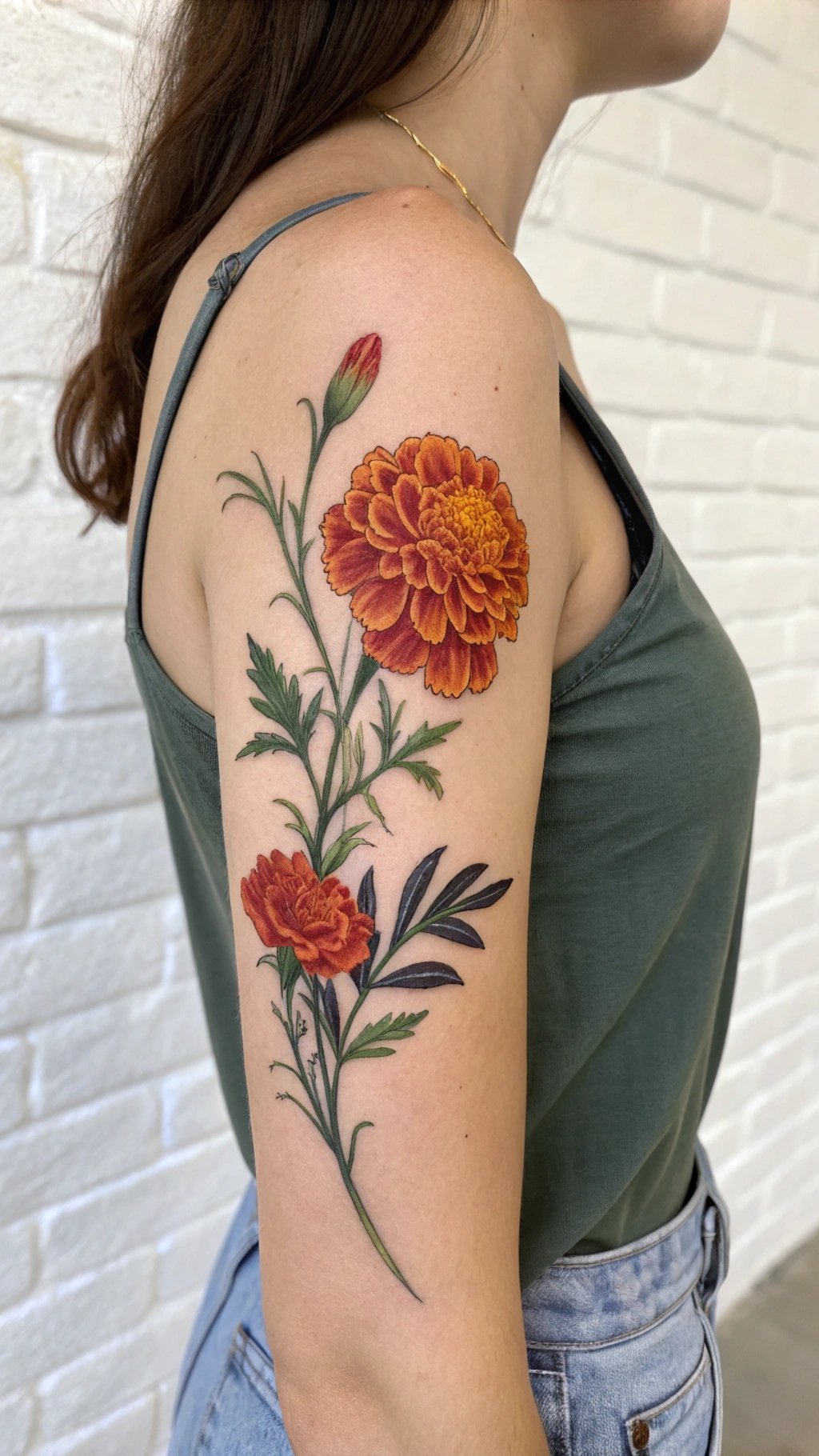 10 October Birth Flower Tattoo Designs: Stunning Calendula and Marigold ...